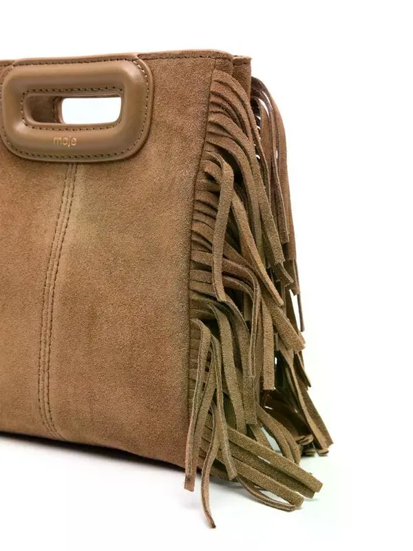 Maje Suede Fringe Mini Bag - Brown