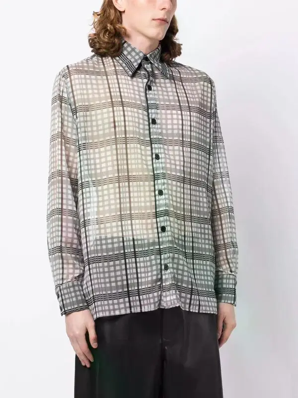 AV VATTEV Semi-sheer Check-print Shirt