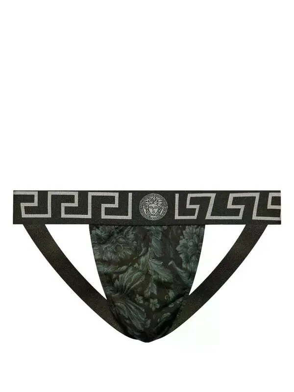 Versace Printed Cotton-jersey Jockstrap - Black