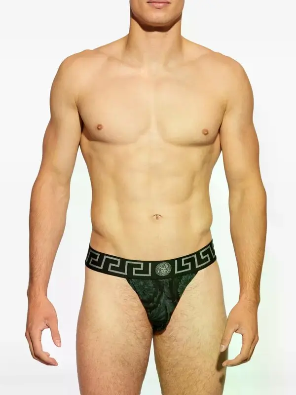 Versace Printed Cotton-jersey Jockstrap