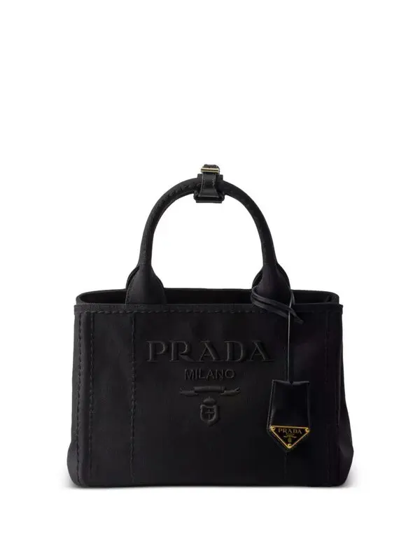 Prada Jardinière Small Cotton Canvas Handbag - Black
