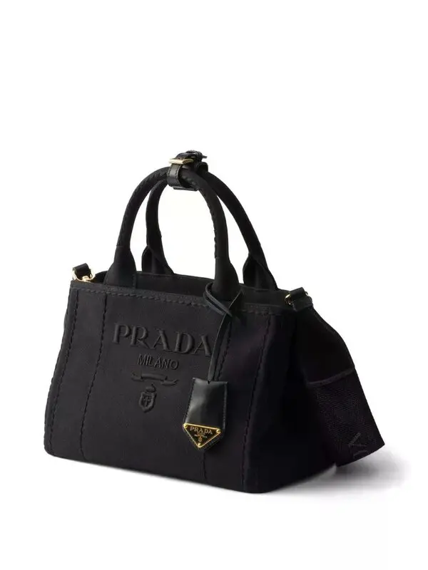 Prada Jardinière Small Cotton Canvas Handbag - Black