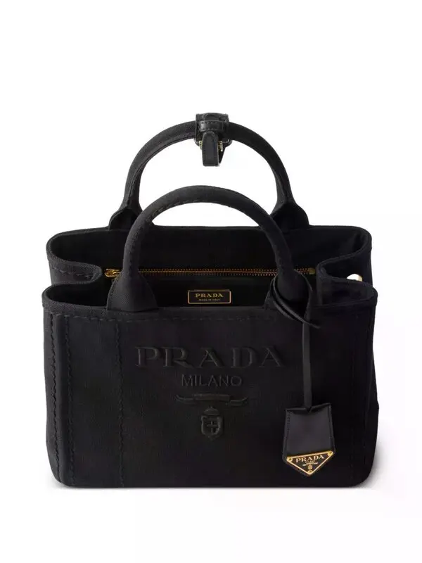 Prada Jardinière Small Cotton Canvas Handbag - Black