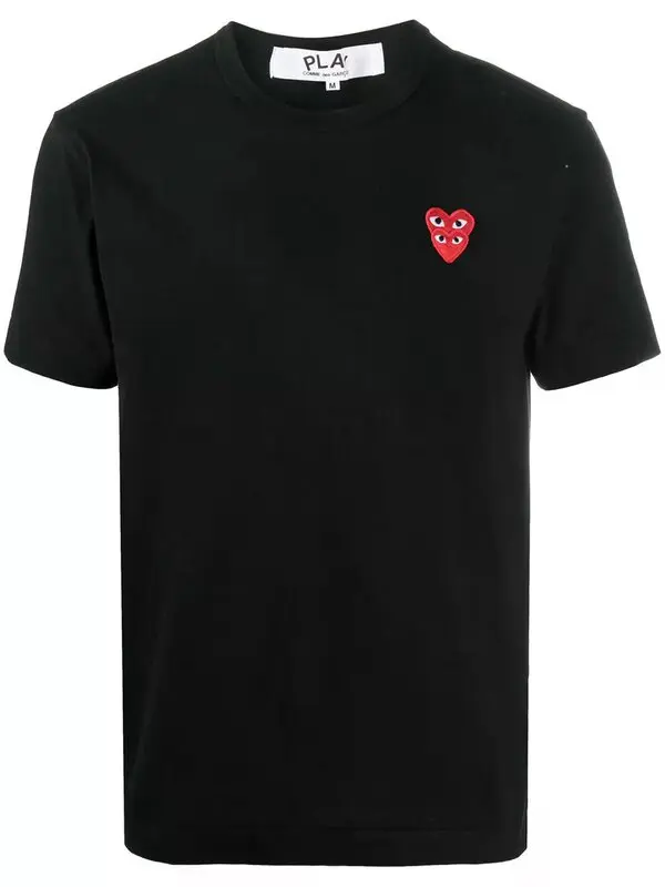 Play Comme Des Garcon Heart-embroidered Crew-neck T-shirt