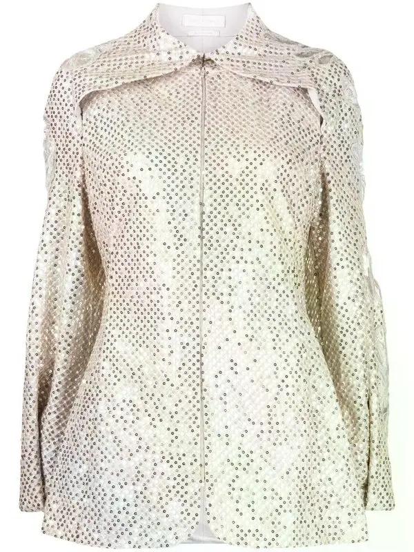SAIID KOBEISY Floral-embroidered Sequin-embellished Jacket - Silver