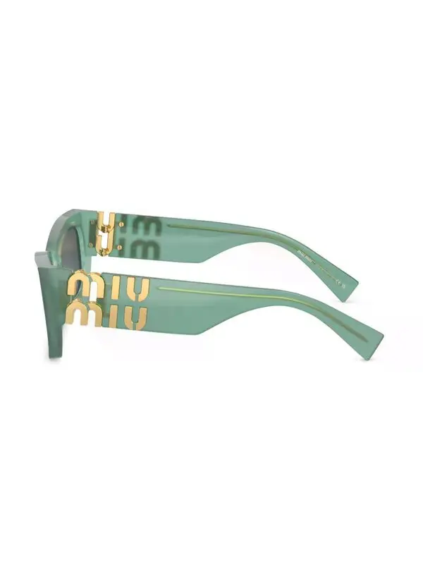 Miu Miu Logo-plaque Rectangle-frame Sunglasses - Green