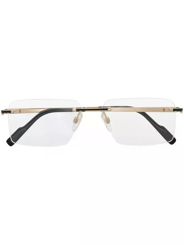 Cazal Metallic Panel Rectangle Glasses - Black