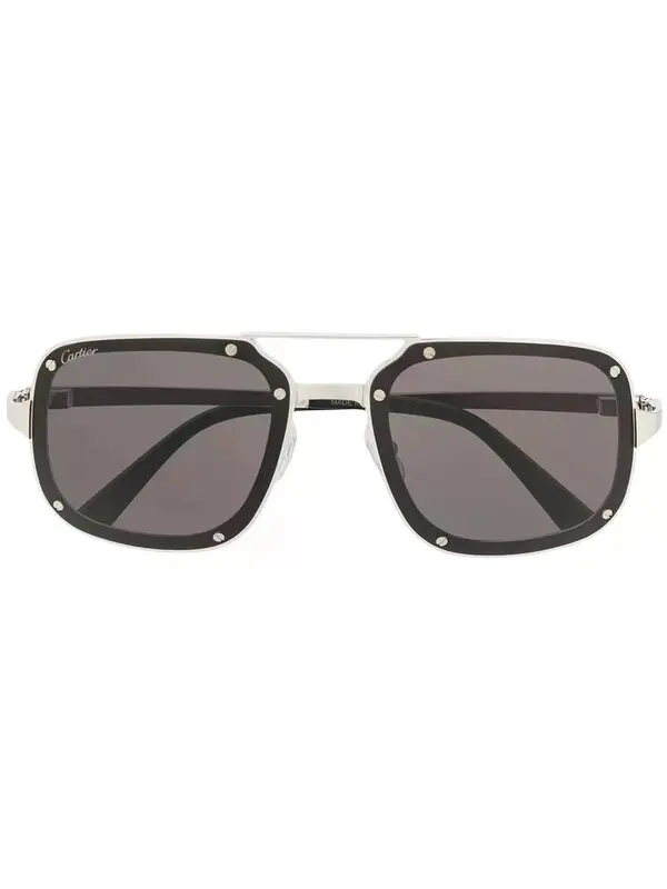 Cartier Santos De Square-frame Sunglasses - Silver