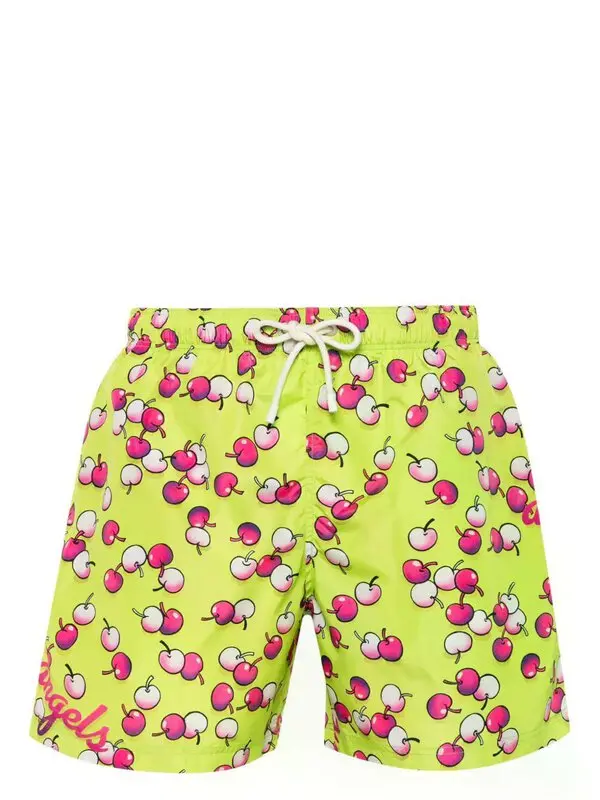 Palm Angels Cherry-print Swimming Shorts - Green