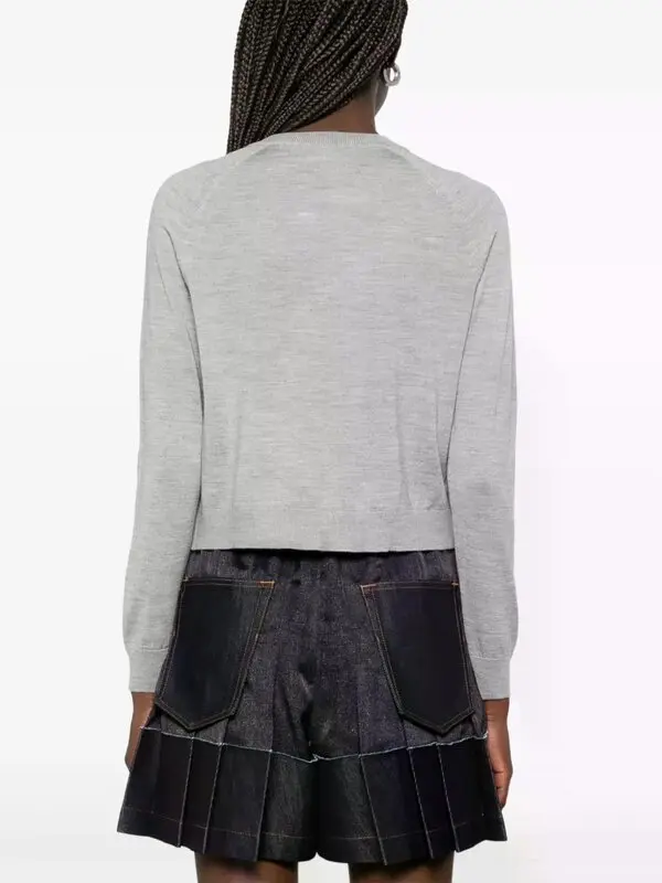 Moschino Crew-neck Cardigan With Gold-tone Logo Plaque