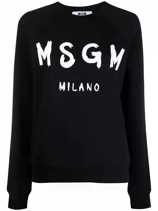MSGM Logo-print Crew Neck Sweatshirt - Black