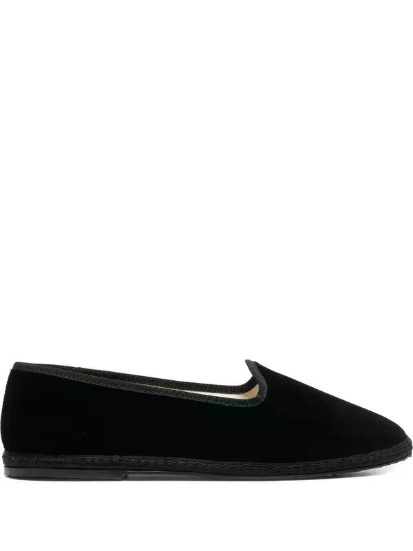 SCAROSSO Velvet Slip-on Loafers - Black