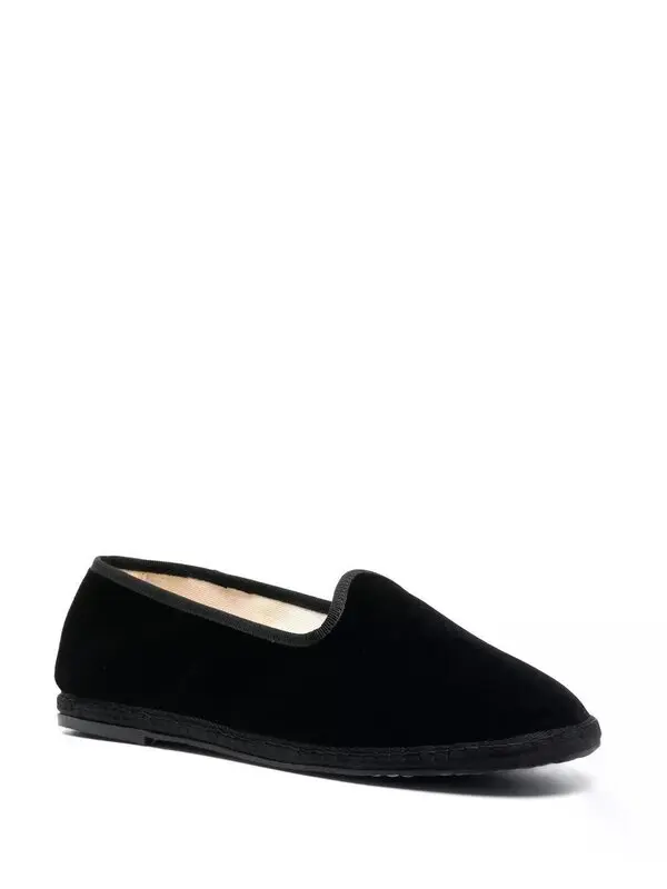 SCAROSSO Velvet Slip-on Loafers - Black