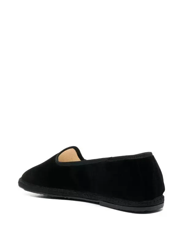 SCAROSSO Velvet Slip-on Loafers - Black