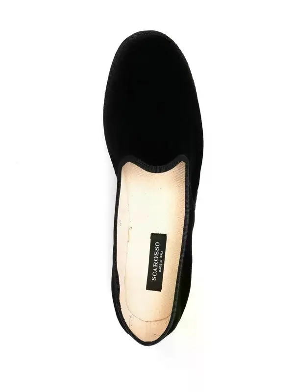 SCAROSSO Velvet Slip-on Loafers - Black