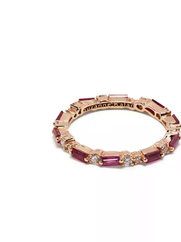 SUZANNE KALAN 18kt Rose Ruby And Diamond Eternity Ring