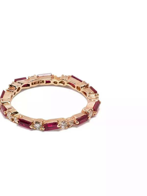SUZANNE KALAN 18kt Rose Ruby And Diamond Eternity Ring