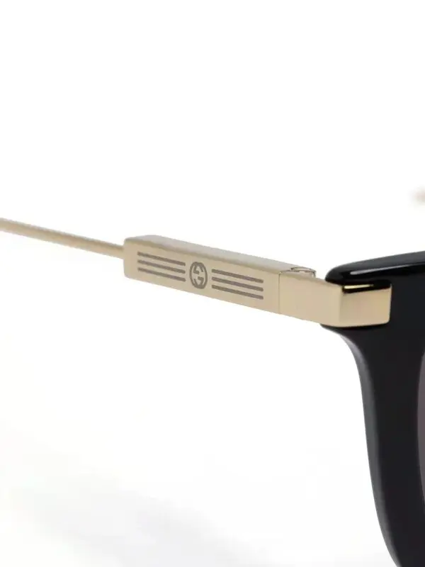 Gucci Interlocking G Logo-engraved Rectangle-frame Sunglasses - Black