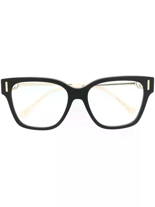Gucci Gg-logo Square-frame Optical Glasses - Black