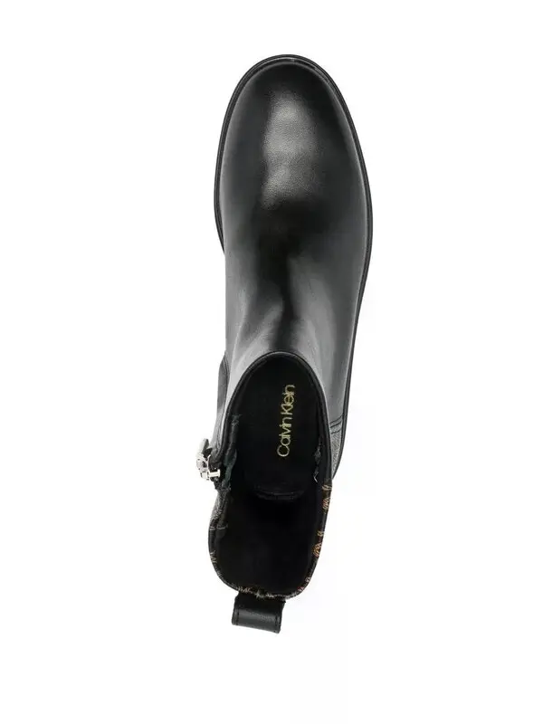 Calvin Klein Monogram-print Leather Ankle Boots