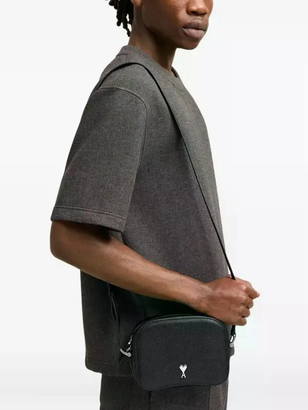 AMI Paris De Coeur-plaque Leather Messenger Bag