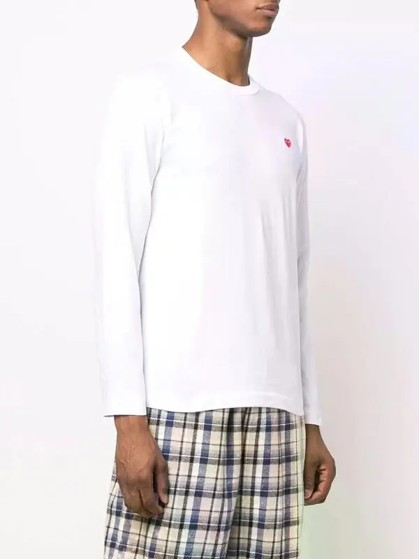 Play Comme Des Garcon Pathc-detail Cotton T-shirt - White