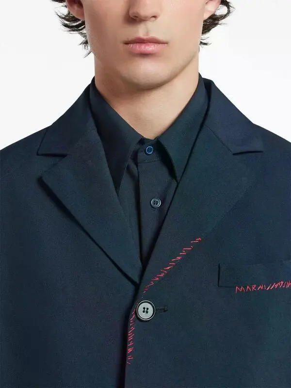 Marni Contrast-stitch Wool Blazer