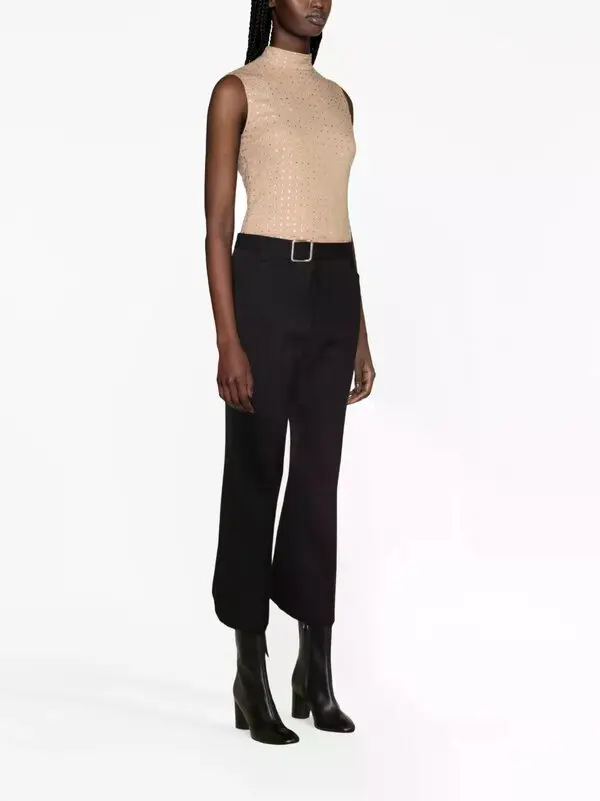 JIL SANDER Buckled Pleated Flared Wool Trousers