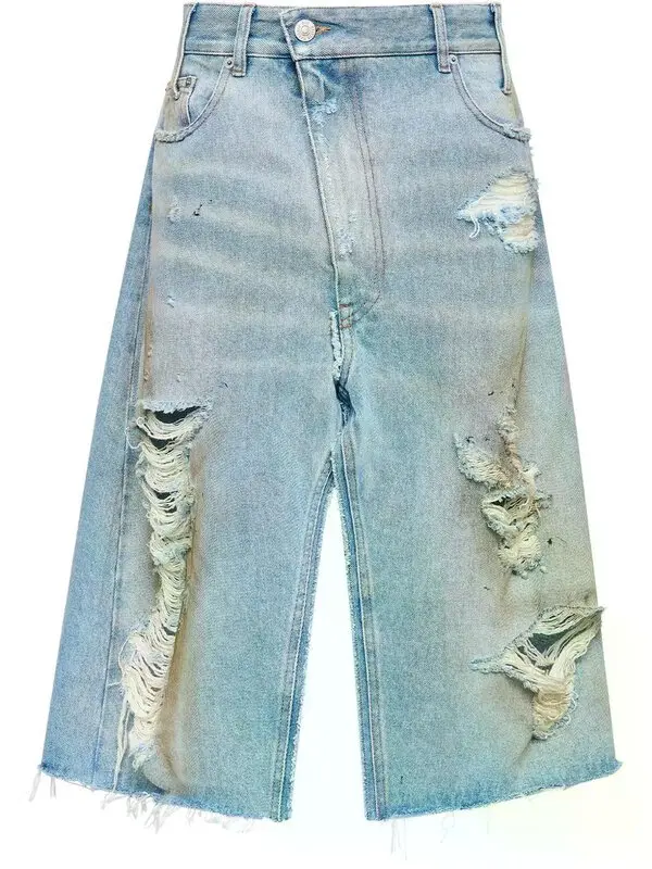MAISON MARGIELA Ripped-detail Denim Skirt - Blue