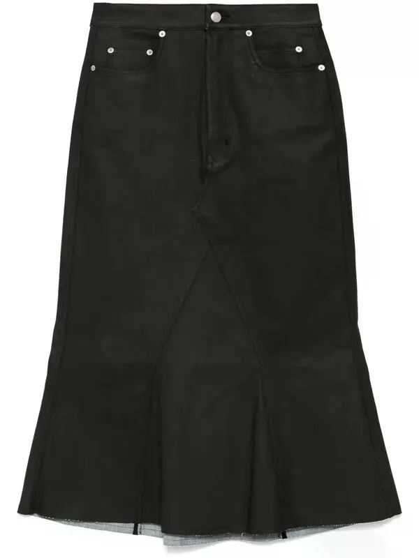 Rick Owens Coated Flared Midi Skirt