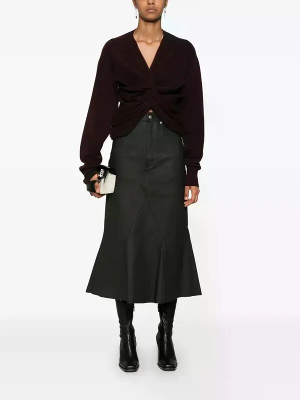 Rick Owens Coated Flared Midi Skirt