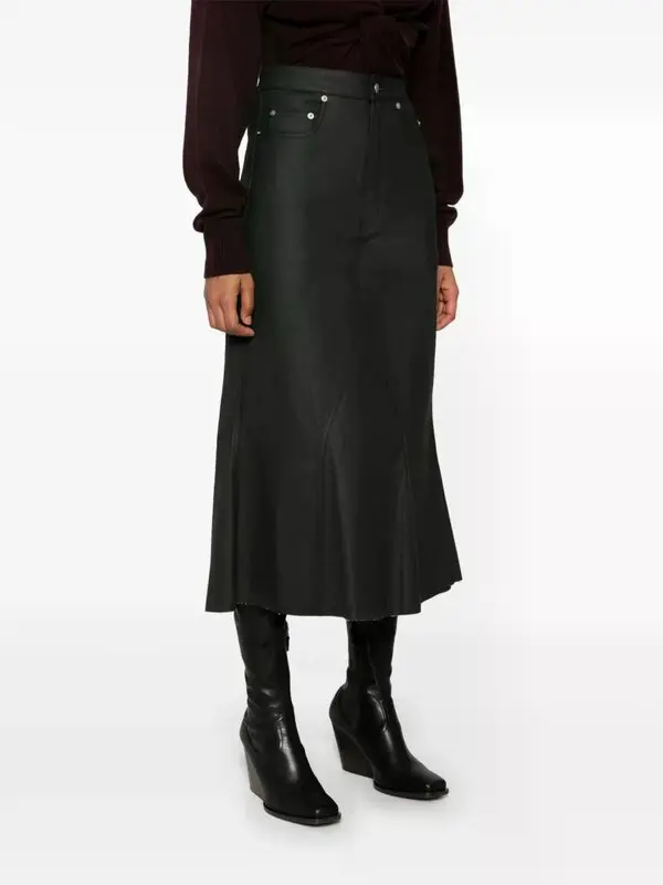 Rick Owens Coated Flared Midi Skirt