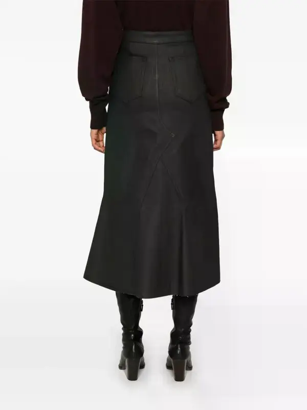 Rick Owens Coated Flared Midi Skirt