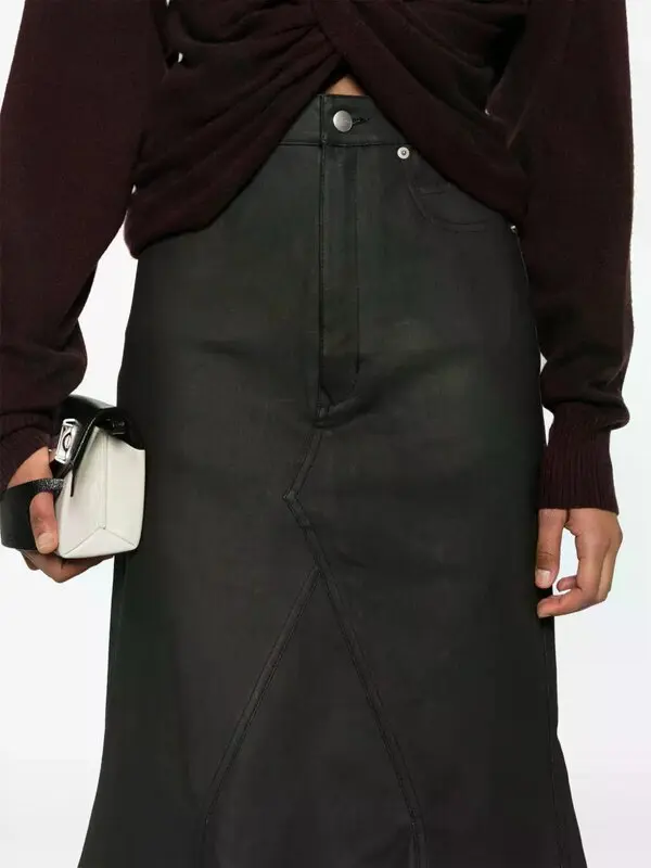 Rick Owens Coated Flared Midi Skirt