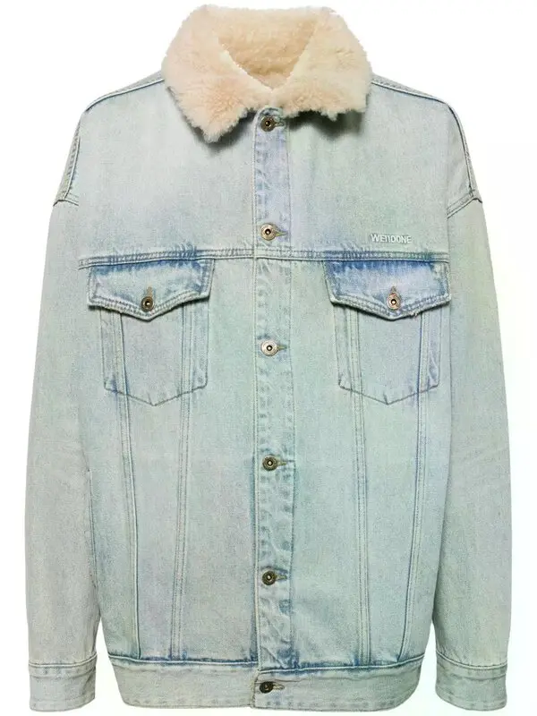 We11Done Shearling-collar Denim Jacket