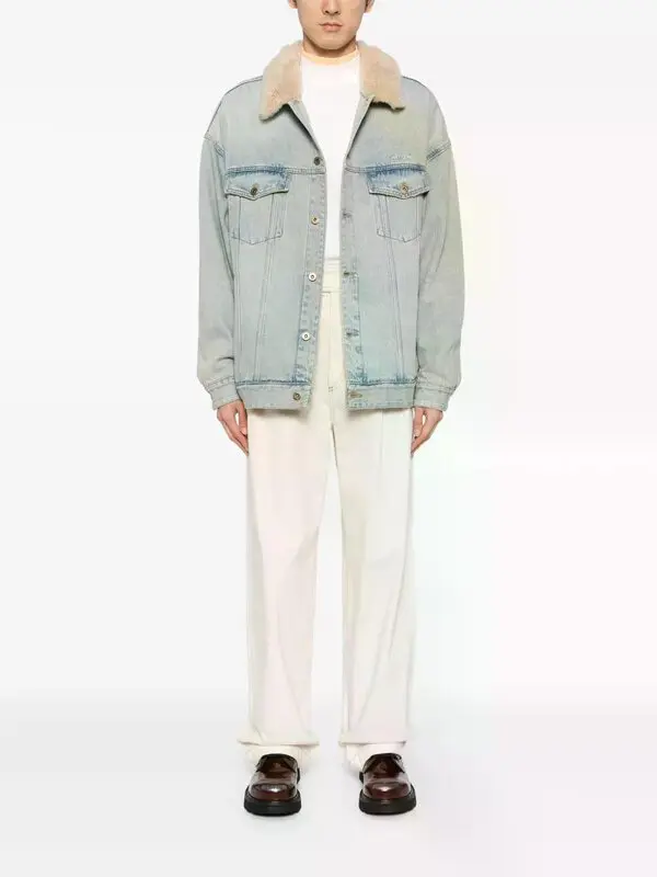 We11Done Shearling-collar Denim Jacket