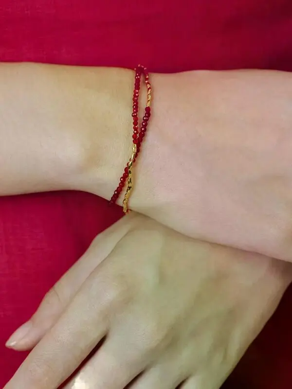 Monica Vinader Mini Onyx Beaded Bracelet - Red