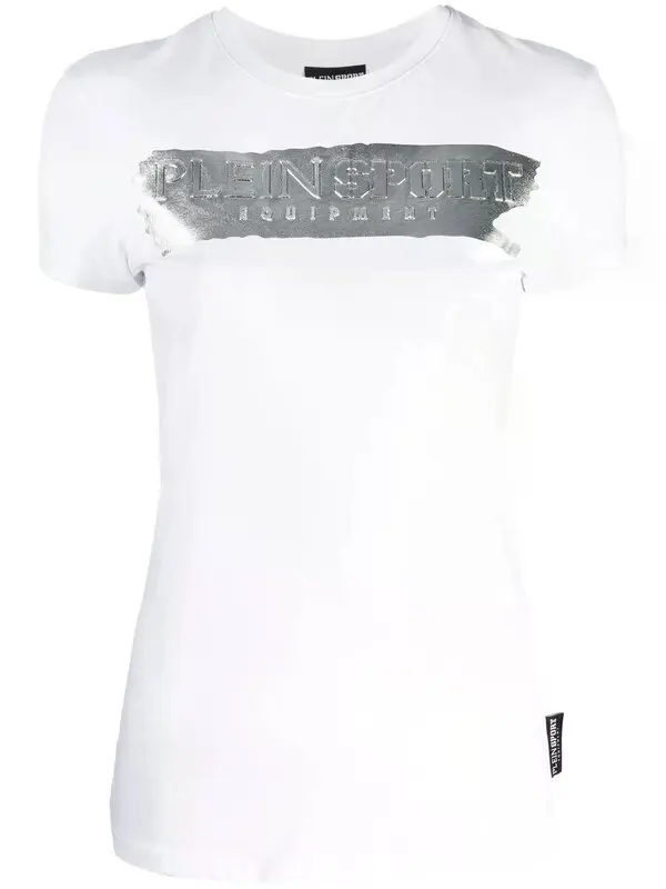 PLEIN SPORT Metallic Logo-print T-shirt - White