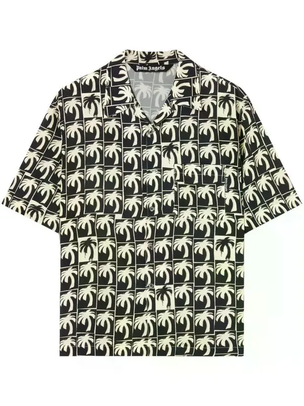 Palm Angels Palm-tree Print Bowling Shirt