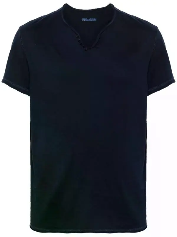 Zadig&Voltaire Henley-neck Cotton T-shirt - Blue
