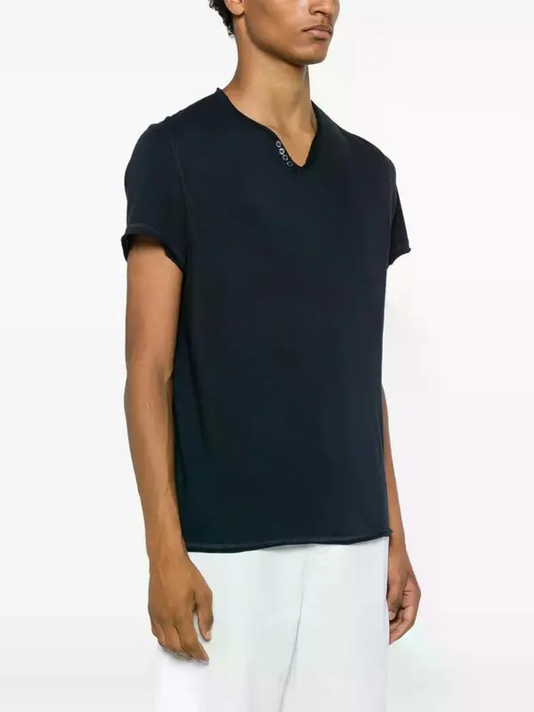 Zadig&Voltaire Henley-neck Cotton T-shirt - Blue