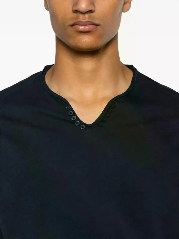 Zadig&Voltaire Henley-neck Cotton T-shirt - Blue