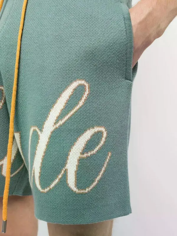 Rhude Script Logo Knitted Shorts - Green
