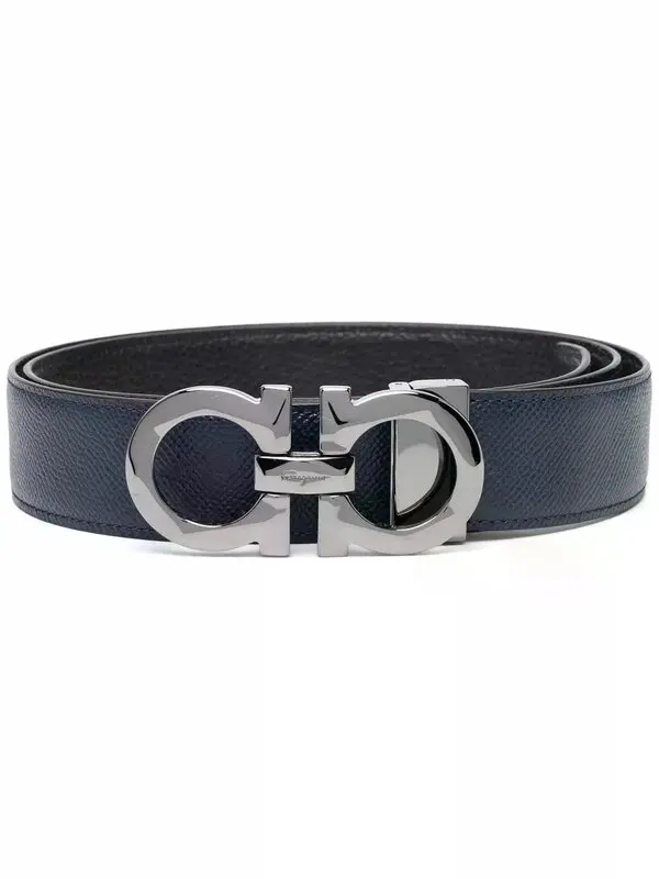 FERRAGAMO Reversible Gancini Belt - Blue