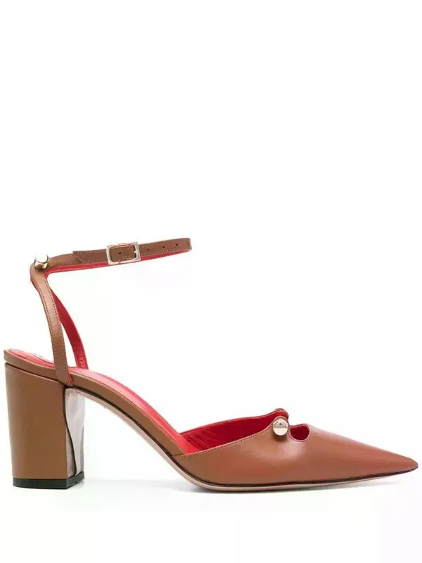 HARDOT 70mm Block Heel Pumps With Buckle-fastening Ankle Strap