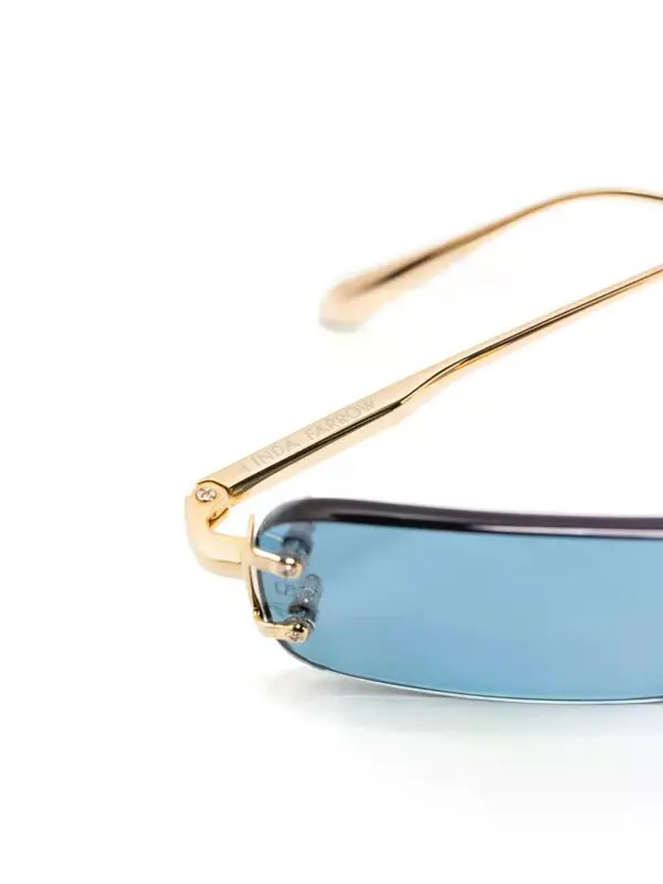 Linda Farrow Taylor Rectangular Rimless Sunglasses - Gold