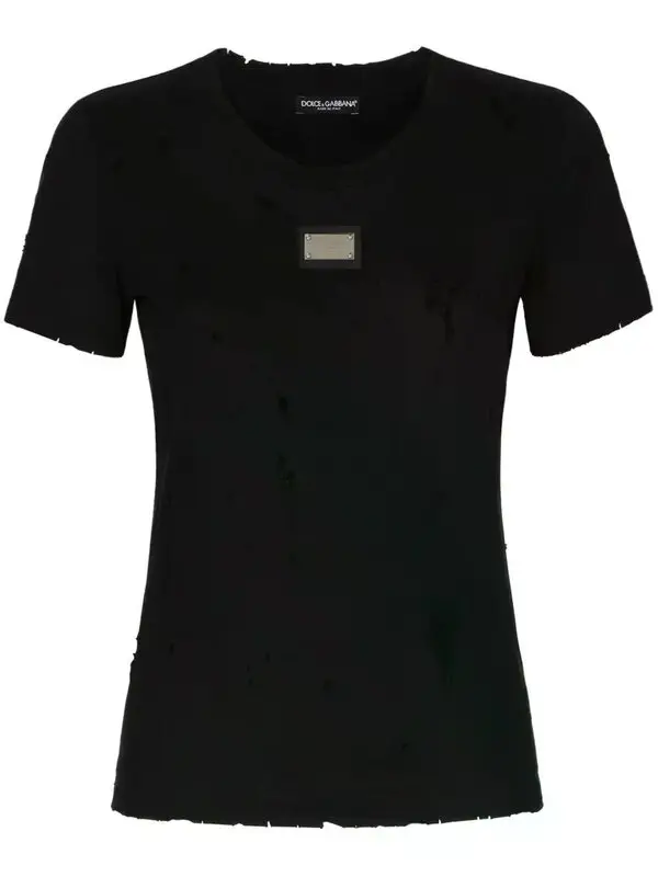 Dolce & Gabbana Distressed-effect Logo-plaque T-shirt