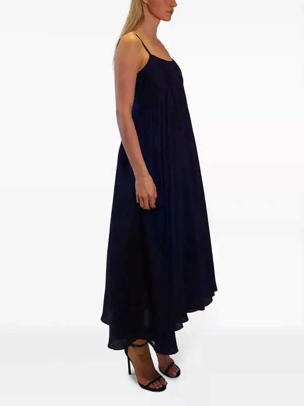 Azeeza Rachel Asymmetric Silk Midi Dress - Black
