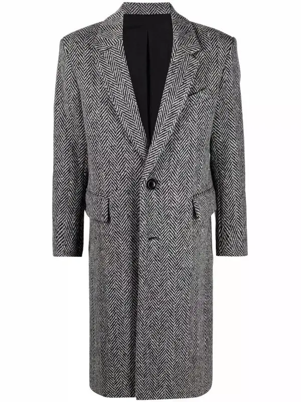 AMI Paris Chevron-pattern Single-breasted Coat