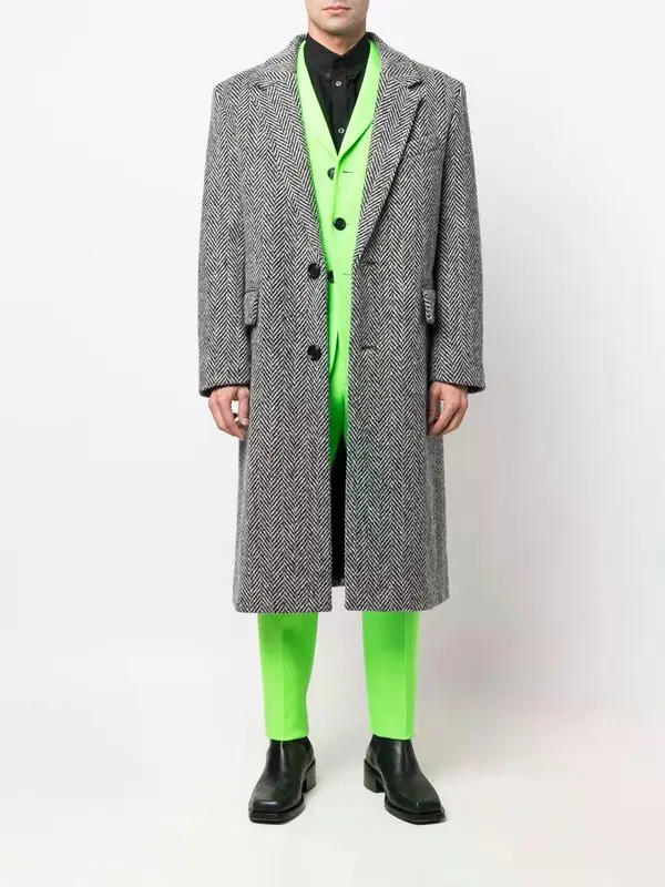 AMI Paris Chevron-pattern Single-breasted Coat